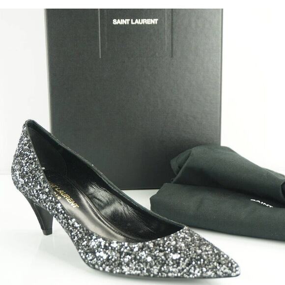 Saint Laurent | Shoes | Saint Laurent Charlotte 55mm Black Glitter ...